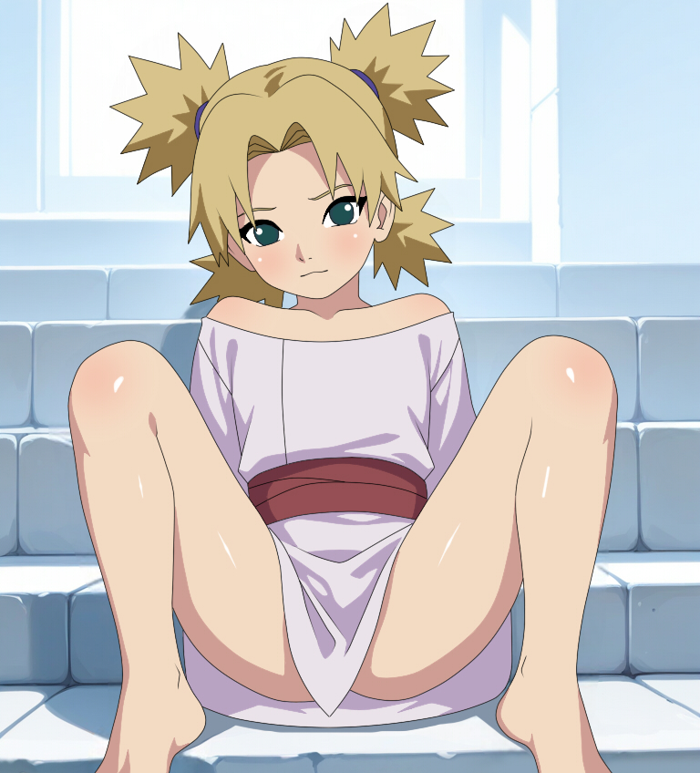 temari (naruto), naruto (classic), naruto (series), 1girl, bare legs, blonde hair, female focus ...