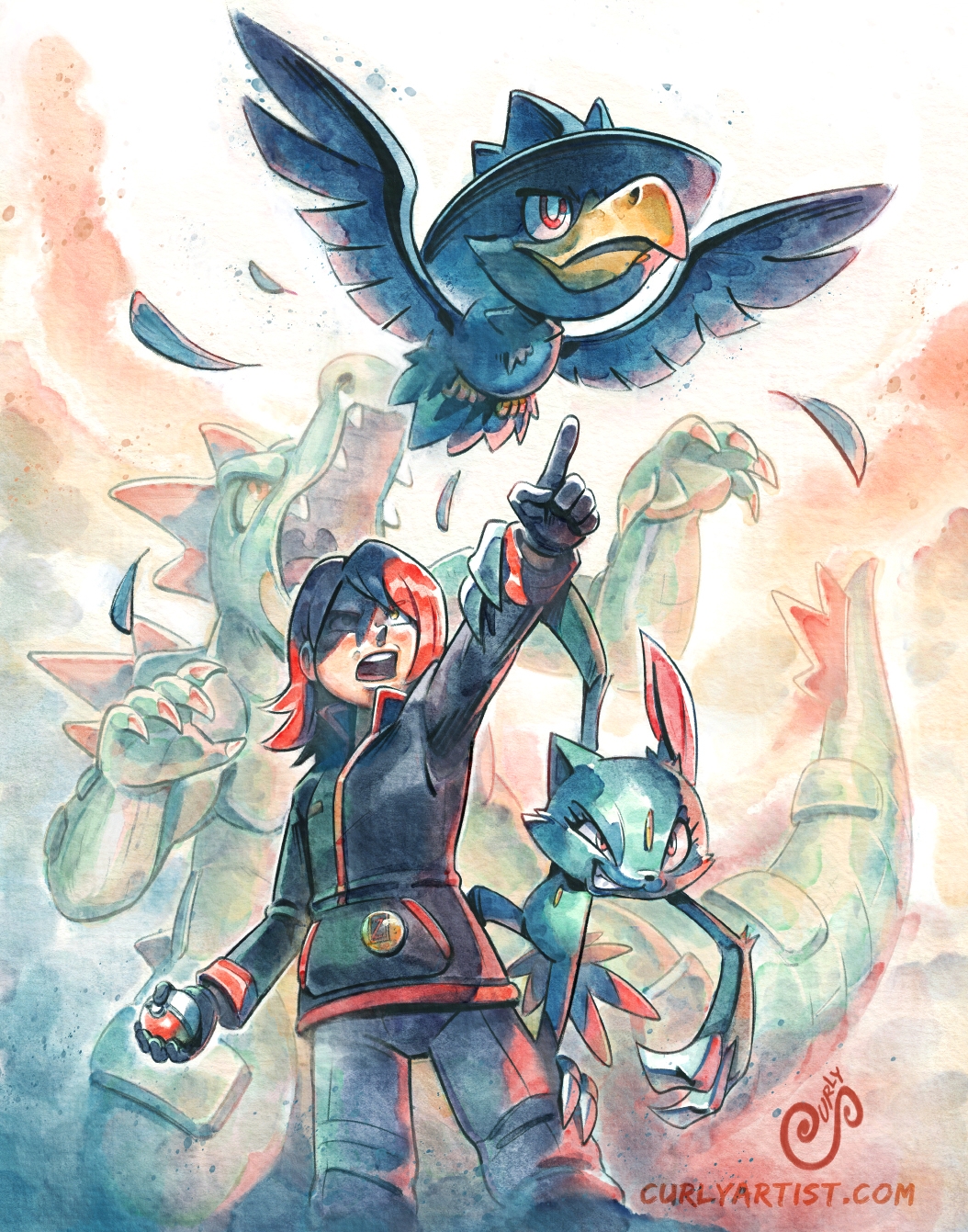 curlypie, feraligatr, murkrow, silver (pokemon), sneasel, nintendo ...