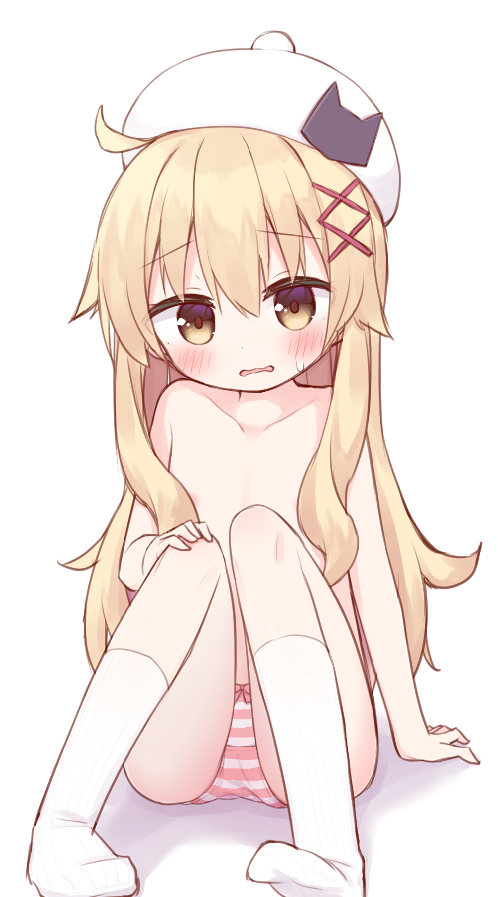 yuune (ayanepuna), nobeta, little witch nobeta, highres, 1girl, areola slip, beret, black choker ...