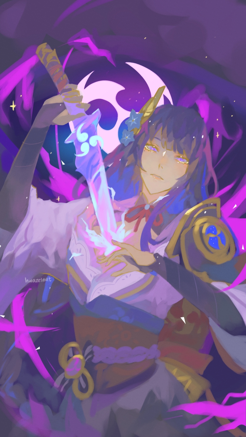 hwazelnut, raiden shogun, genshin impact, absurdres, commentary ...