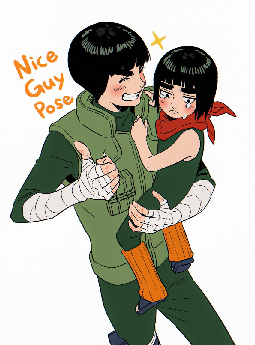 might guy, rock lee, naruto (series), highres, 2boys, aged down ...