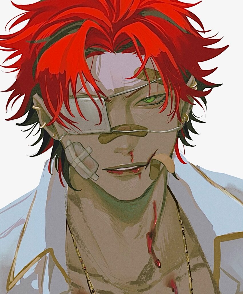 beni (96beni ), kiryu kuro, ensemble stars!, highres, 1boy, bandaid ...