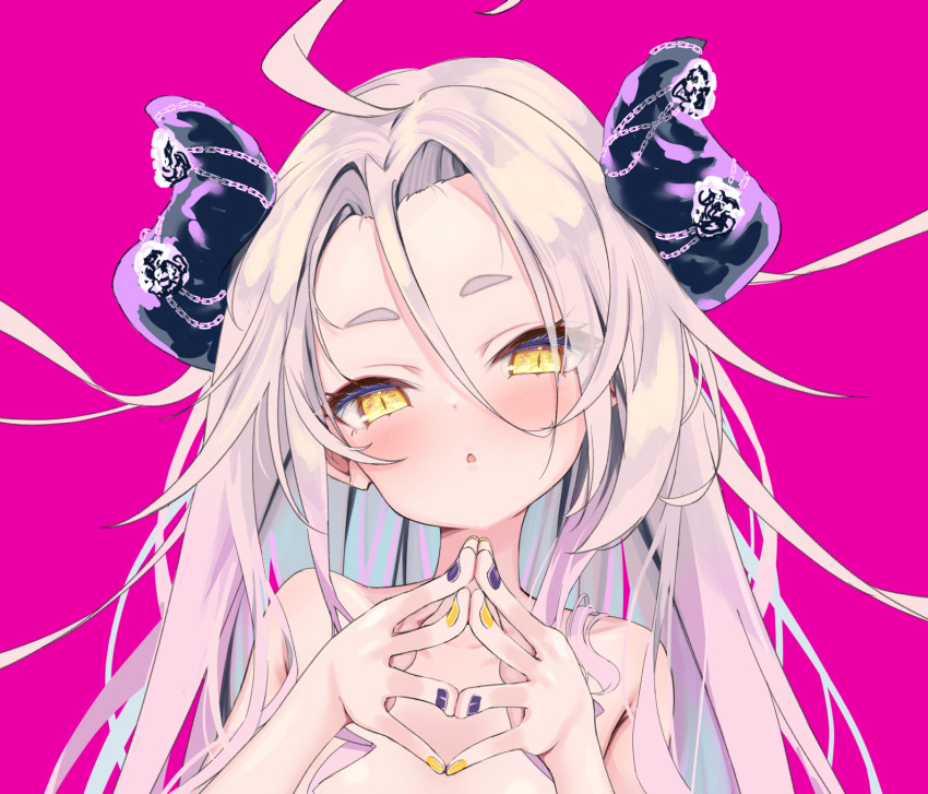 nyahu (nyahu 77), zome (vrchat), vrchat, 1girl, ahoge, bare shoulders ...