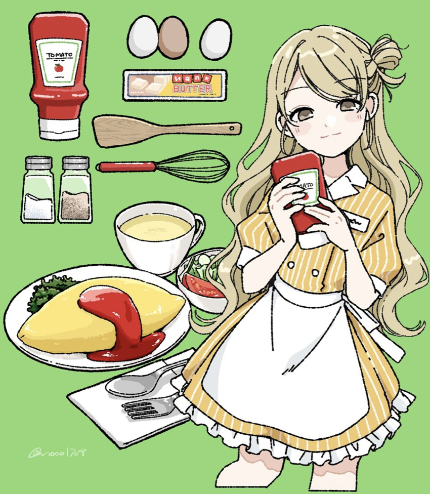 nozawa (nooo1709), original, commentary request, highres, 1girl, apron ...